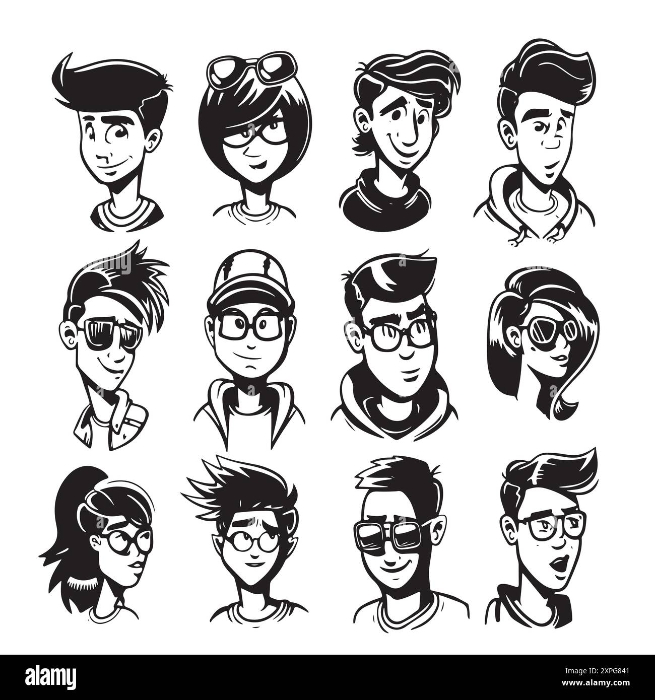 People avatars set. Young smiling male and female characters, head ...