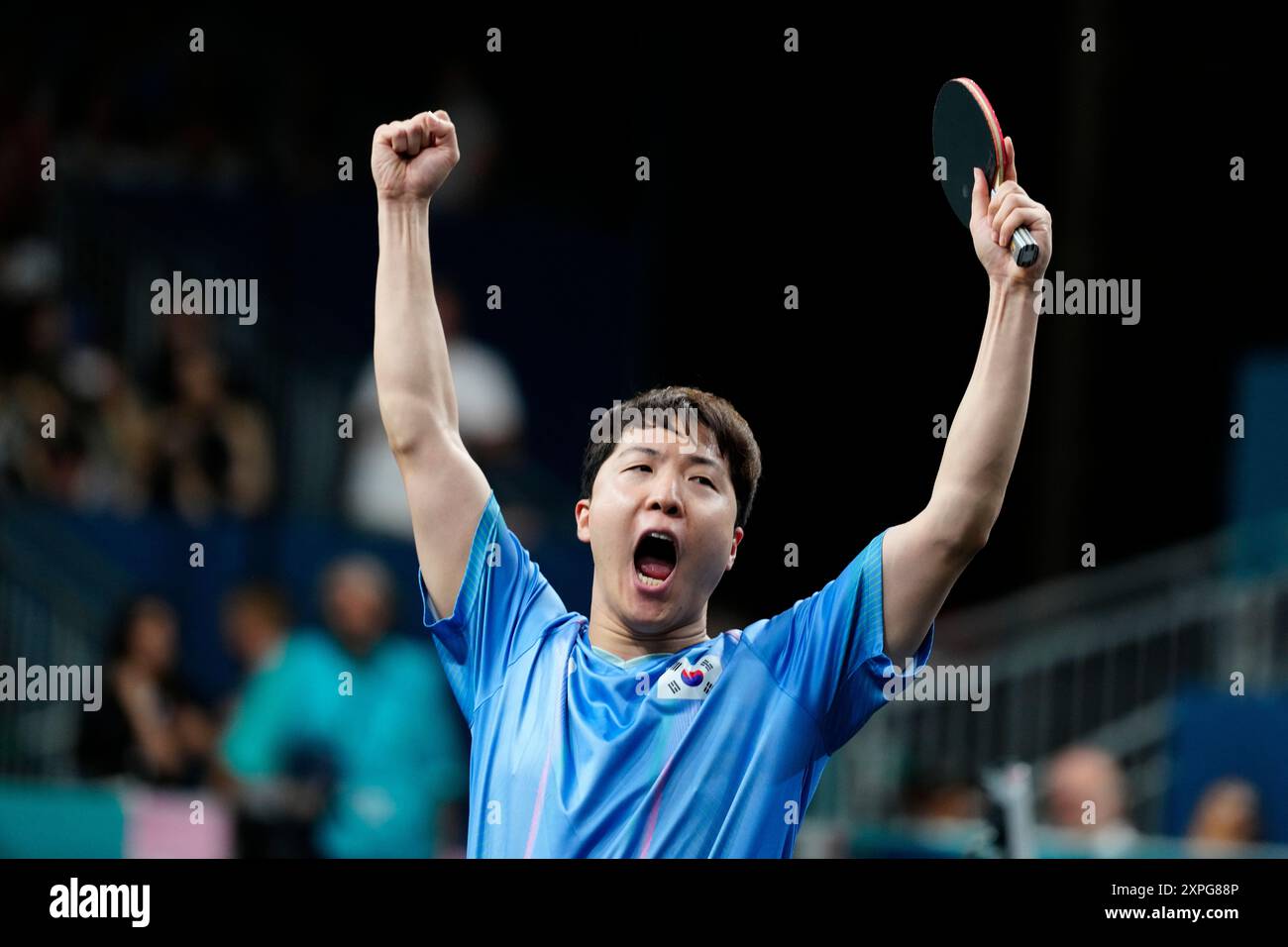 South Korea's Lim Jonghoon reacts after defeating Croatia's Tomislav ...