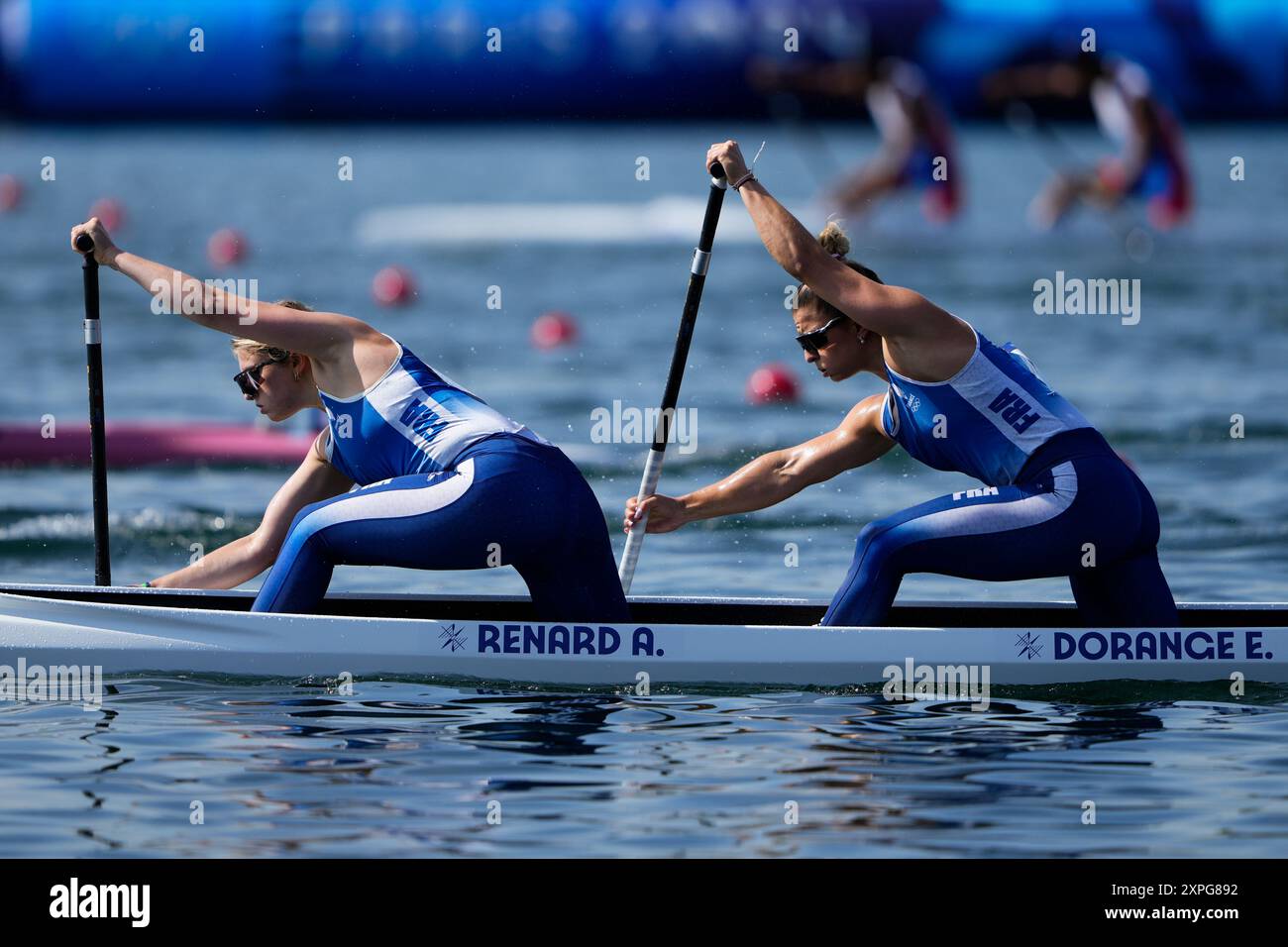 France's Eugenie Dorange and Axelle Renard compete in the women's canoe ...