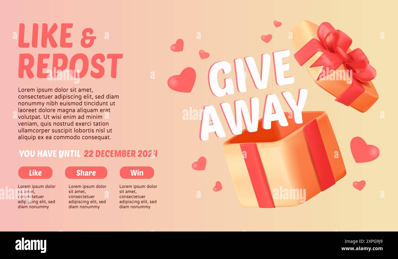 Contest prize poster. Gift box reward for competition winner, event ...