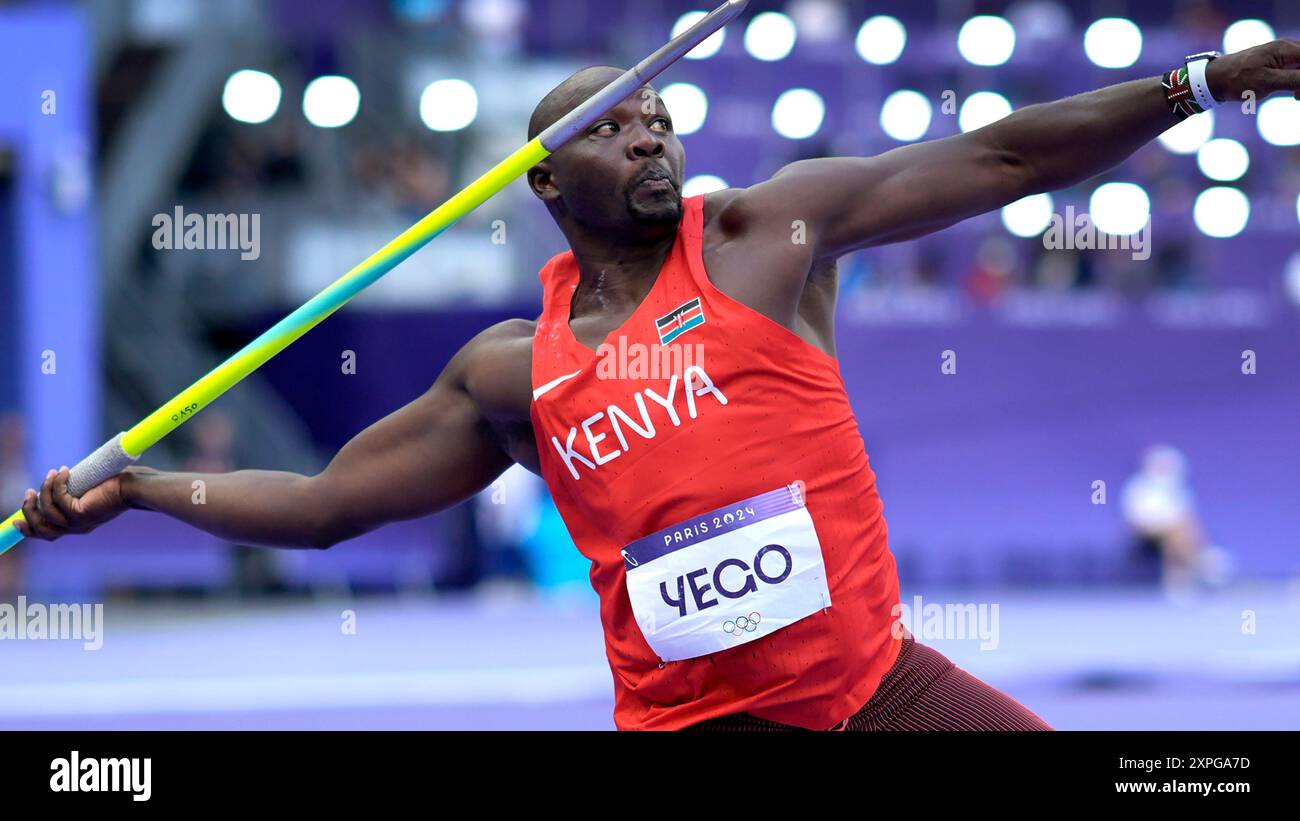 Julius Yego, of Kenya, competes during the men's javelin throw ...