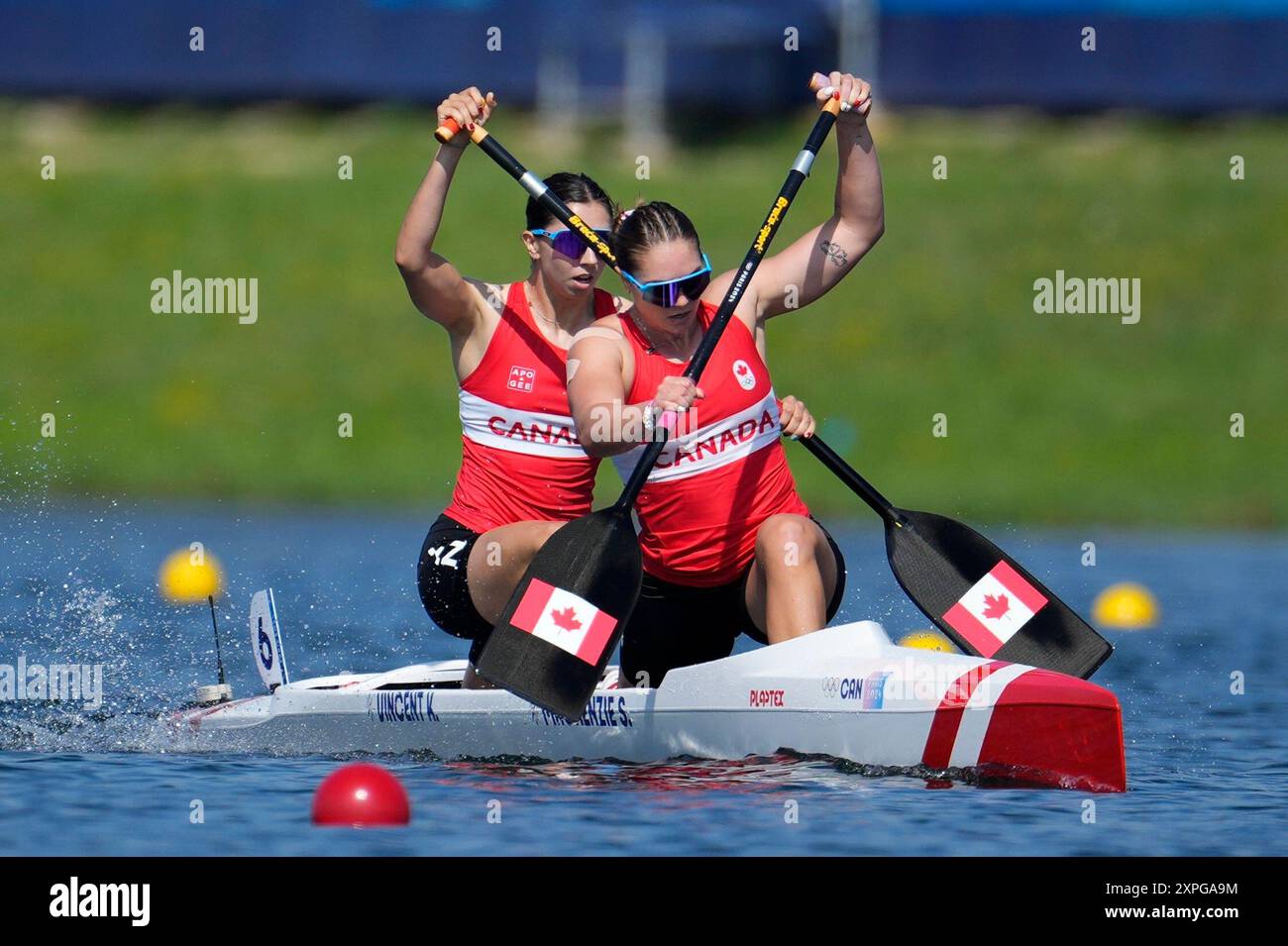 Canada's Sloan MacKenzie and Katie Vincent compete in the women's canoe ...