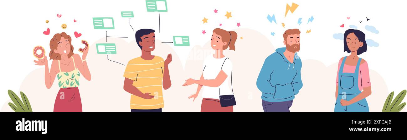 People thoughts types. Man woman different mental personality, human ...