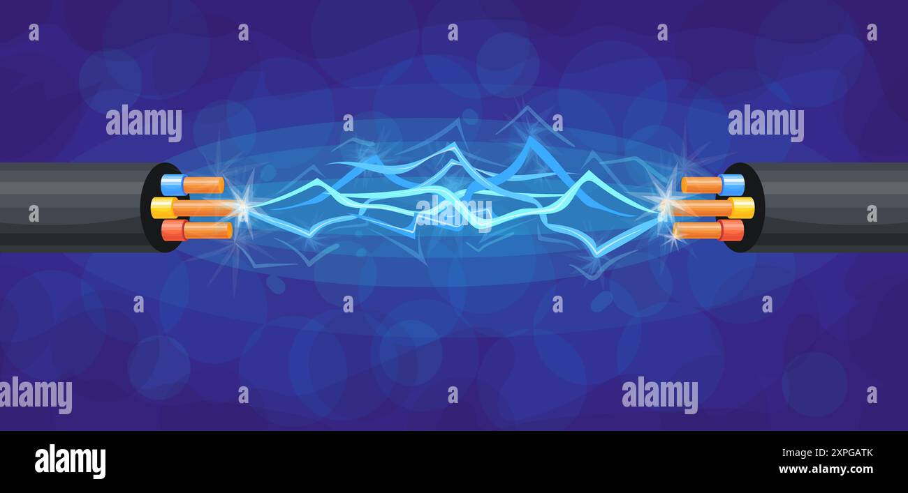 Copper cable spark. Electrical wire electricity power energy industry ... Copper cable spark. Electrical wire electricity power energy industry ...