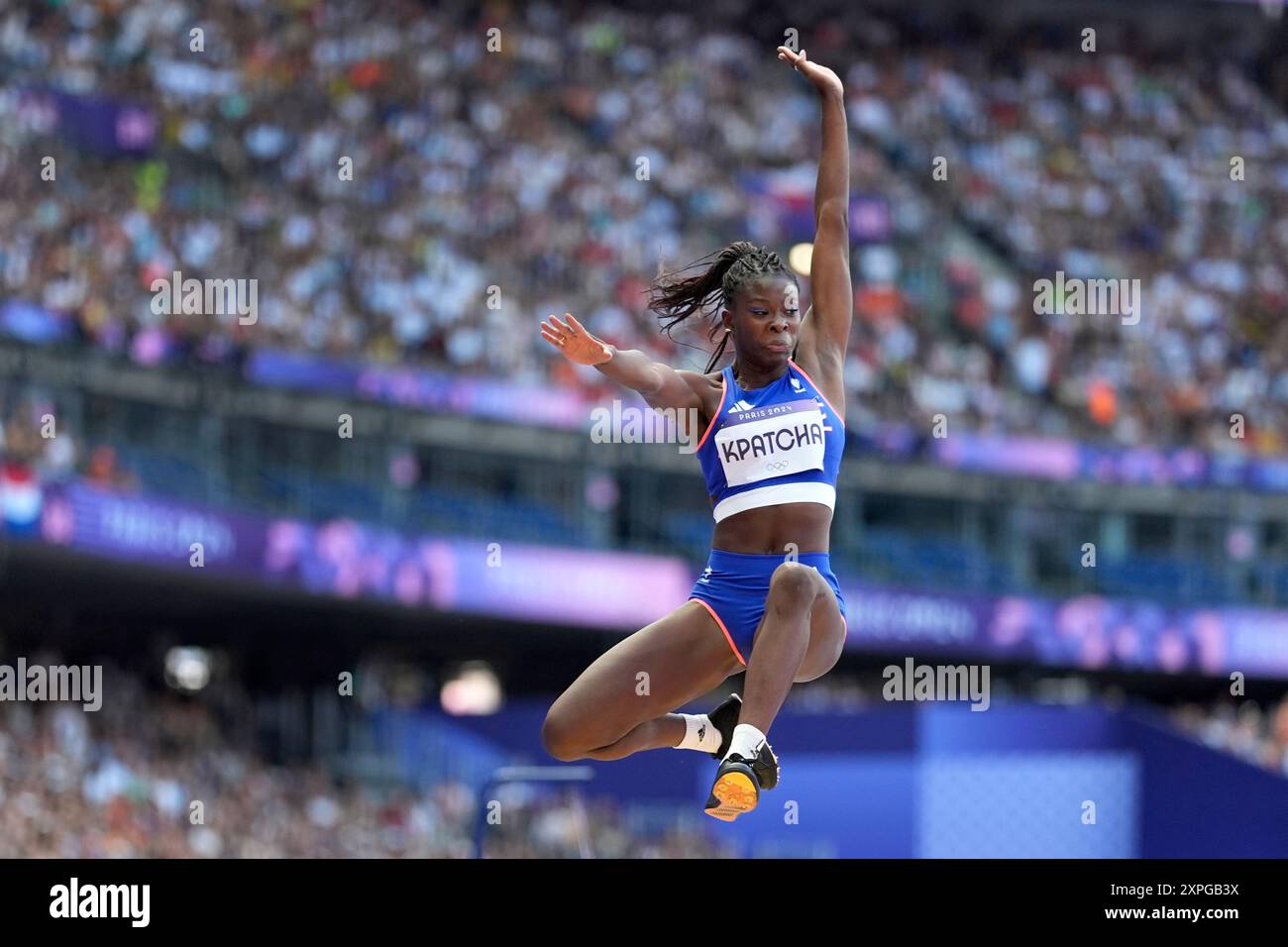 Hilary Kpatcha, of France, competes during the women's long jump ...