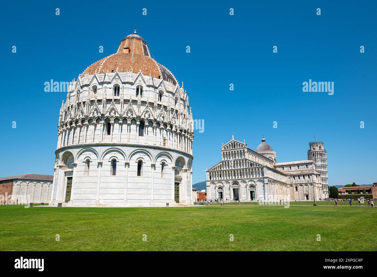 Baptistry, cathedral and famous leaning tower in the historic district ...