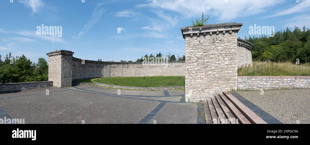 Massive ring-shaped walls built in Roman style encompass a large grave ...