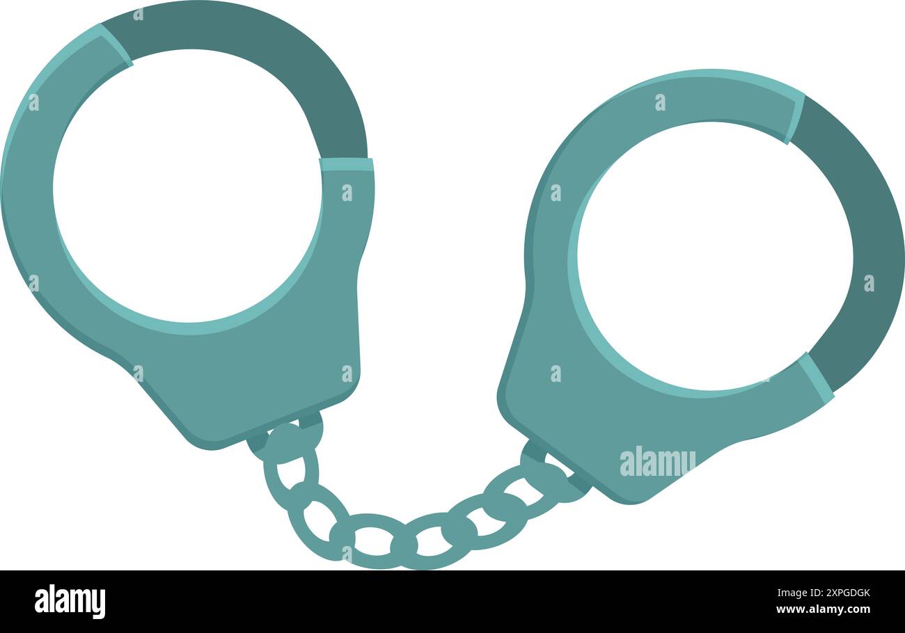 Cartoon style drawing of metal handcuffs used by police officers for ...