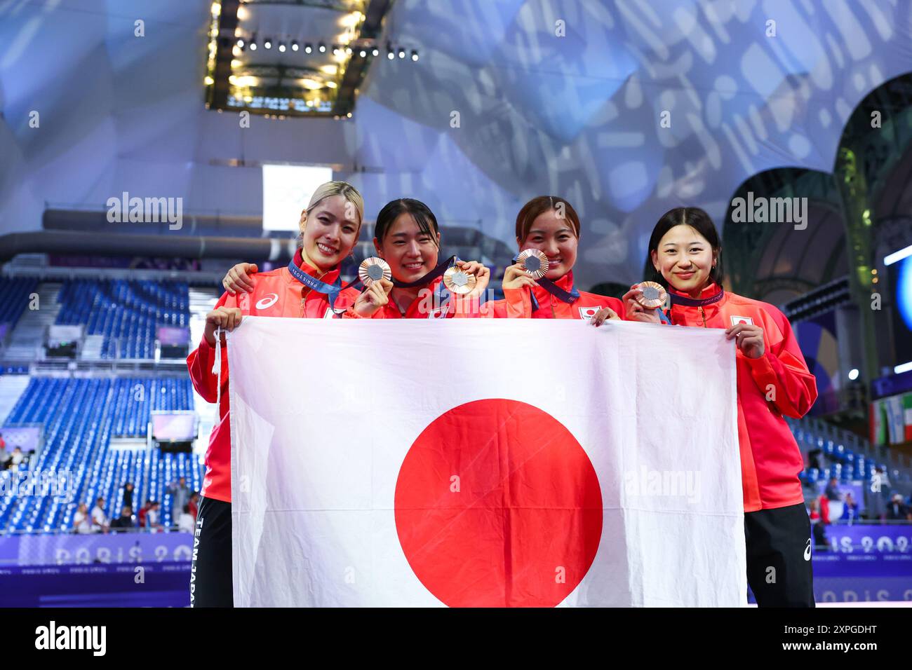 Paris, France. 3rd Aug, 2024. (L to R) Misaki Emura, Shihomi Fukushima ...