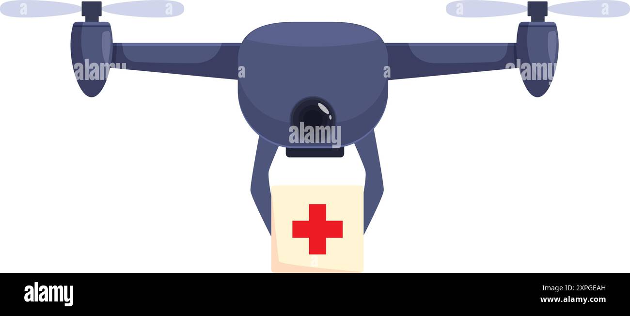 Medical drone delivering first aid kit, modern healthcare technology ...