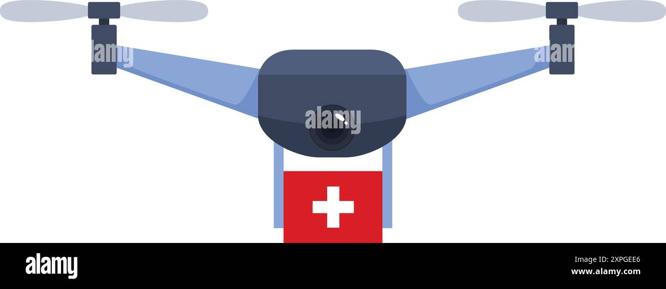 Drone is delivering a first aid kit, providing fast medical assistance ...
