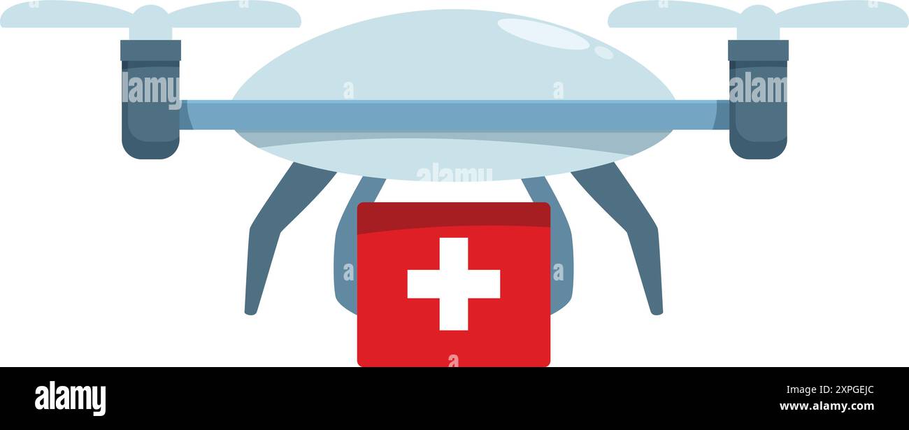 Drone delivering first aid kit, representing the use of technology in ...