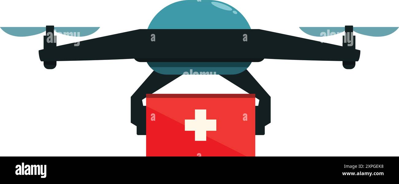 Drone carrying a first aid kit, representing the use of technology in ...