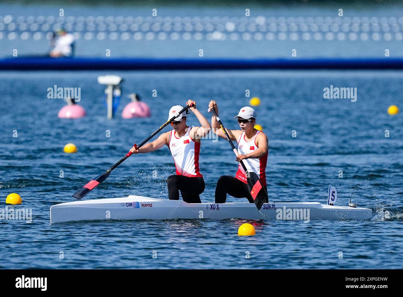 Shixiao Xu and Mengya Sun of China compete during Women's Canoe Double ...