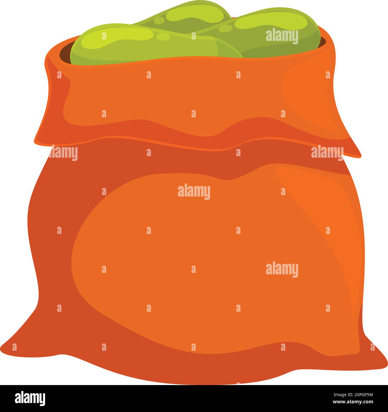 Full orange sack overflowing with green limes on white background Stock ...