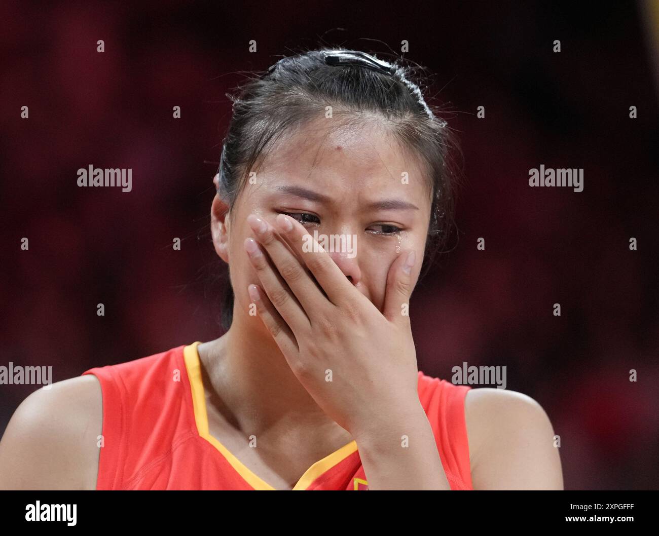Paris, France. 6th Aug, 2024. Gong Xiangyu of China reacts after the ...
