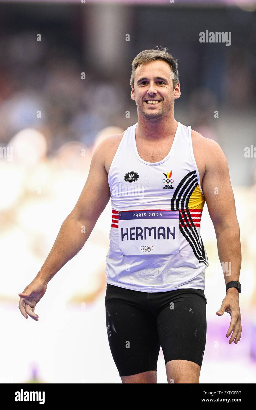 Paris, France. 06th Aug, 2024. Belgian athlete Timothy Herman reacts ...