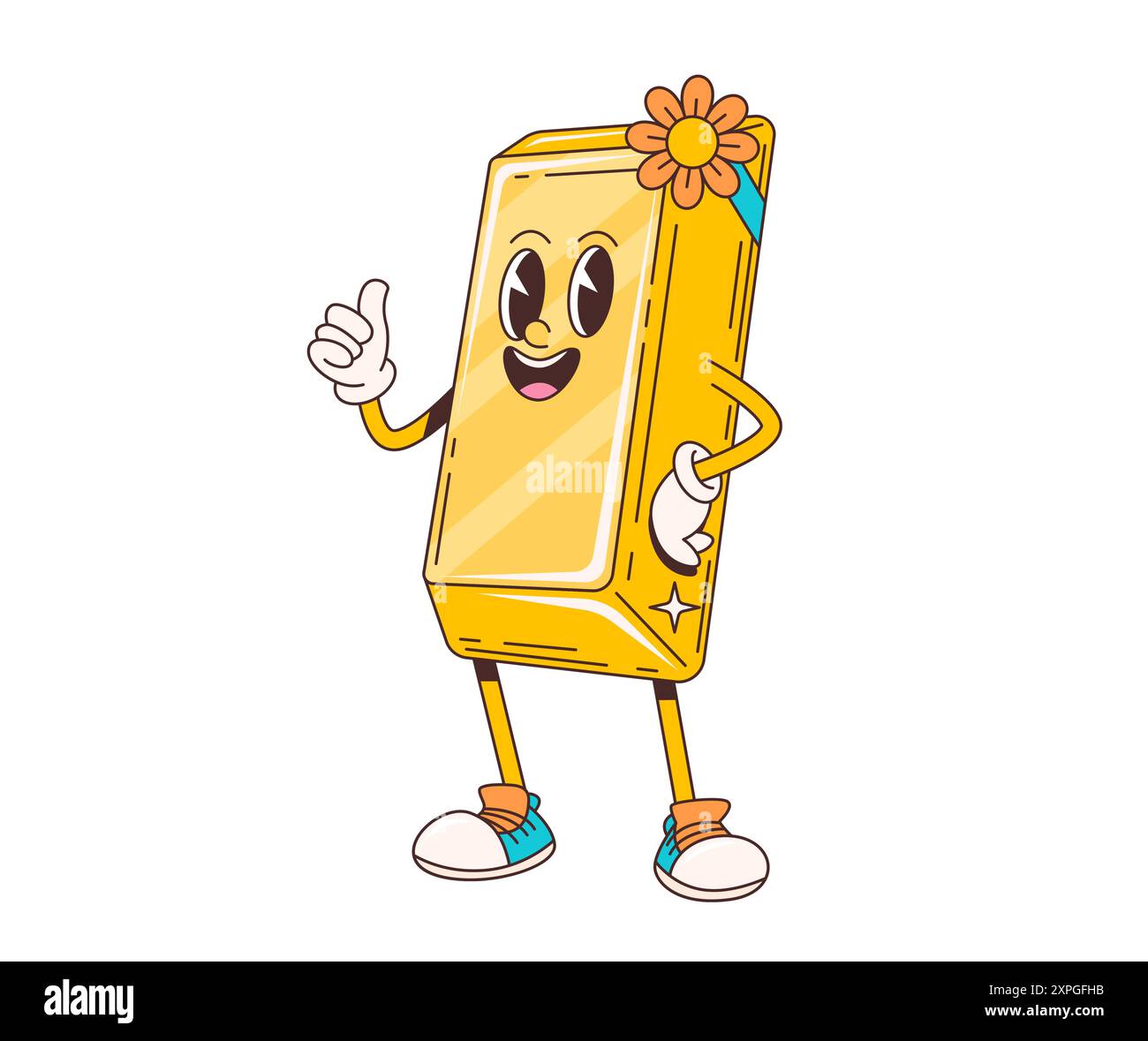 Cartoon retro groovy gold bar character. Isolated vector gleaming ...