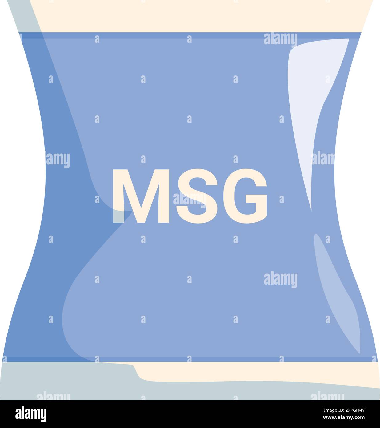 Blue msg packaging standing up, a common food additive used to enhance ...
