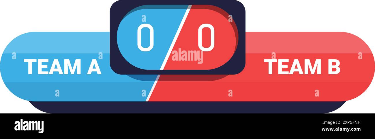 Scoreboard with zero zero score showing a tie between team a and team b ...