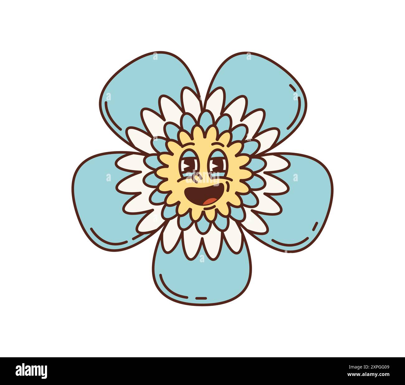 Cartoon retro groovy flower, 70s hippie and funky comic vector symbol ...