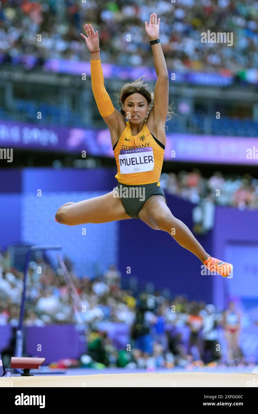 Laura Raquel Mueller, of Germany, competes during the women's long jump ...
