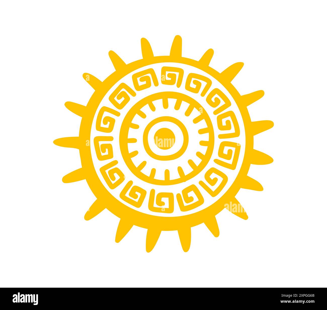 Aztec or Mayan totem symbol of sun, Maya and Inca ancient tribal vector ...