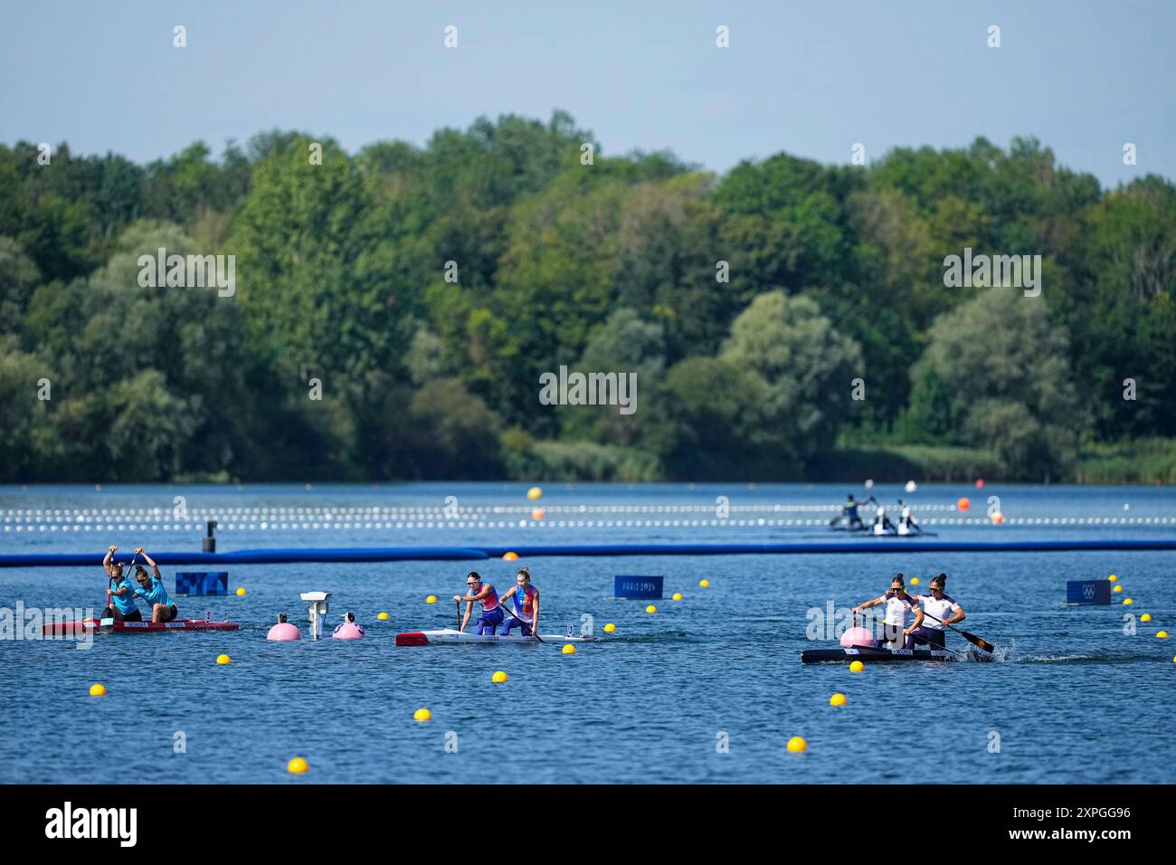 compete during Women's Canoe Double 500m Heats of the Canoe Sprint on ...