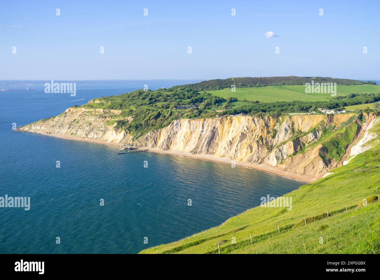 Isle of Wight UK Alum Bay - Alum Bay multi-coloured sand cliffs part of ...