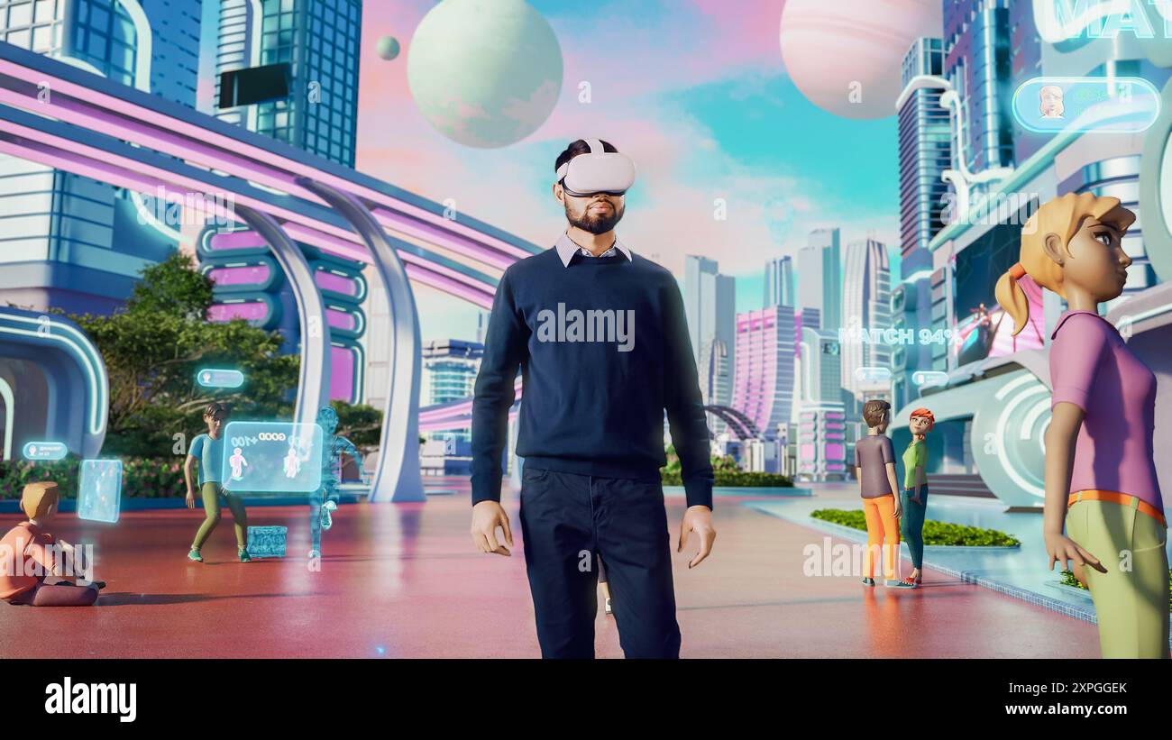 Portrait of a Handsome South Asian Man Wearing a Virtual Reality ...