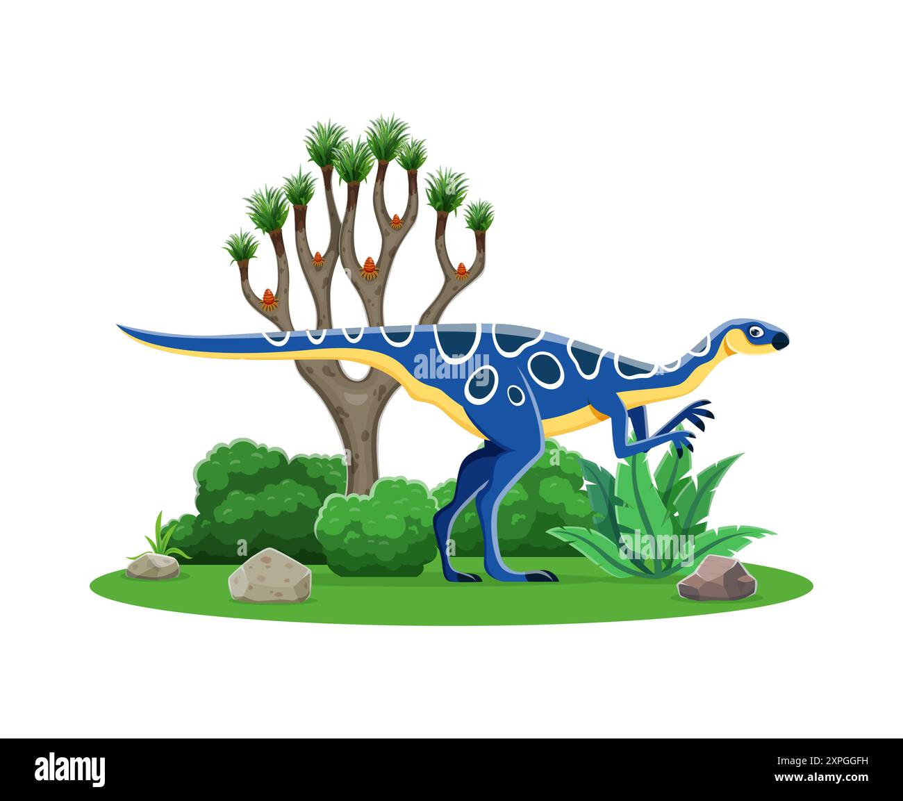 Hypsilophodon cartoon prehistoric dinosaur character. Isolated vector ...