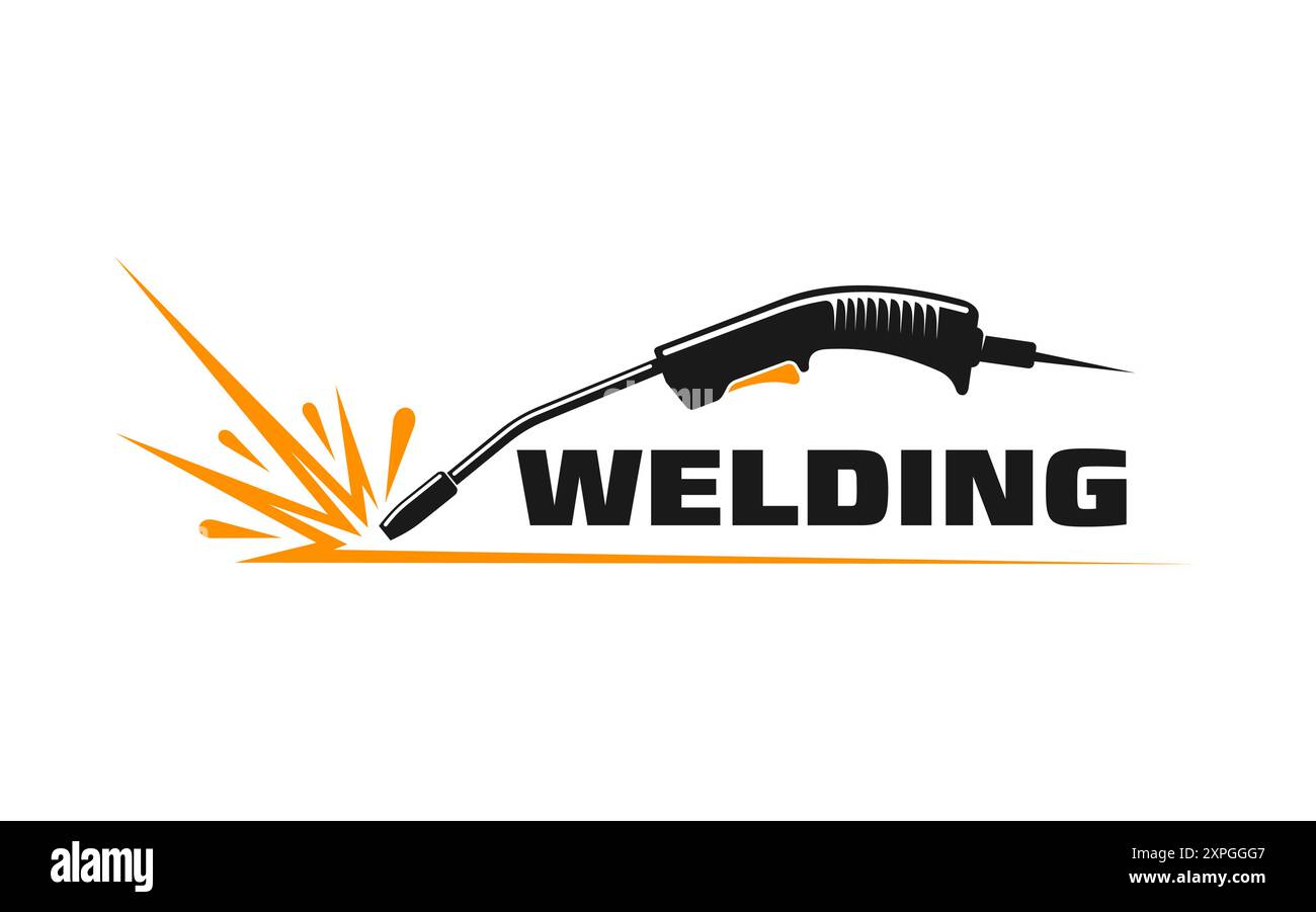Weld icon, Welder tool with sparks. Isolated vector emblem with ...