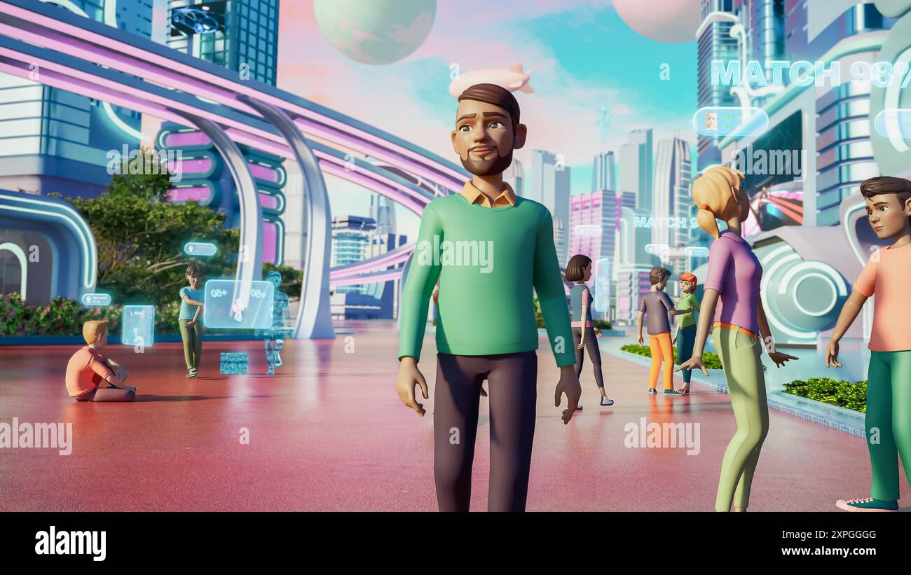 Digital Metaverse Avatar Of Indian Man Walking Inside Immersive 3D ...