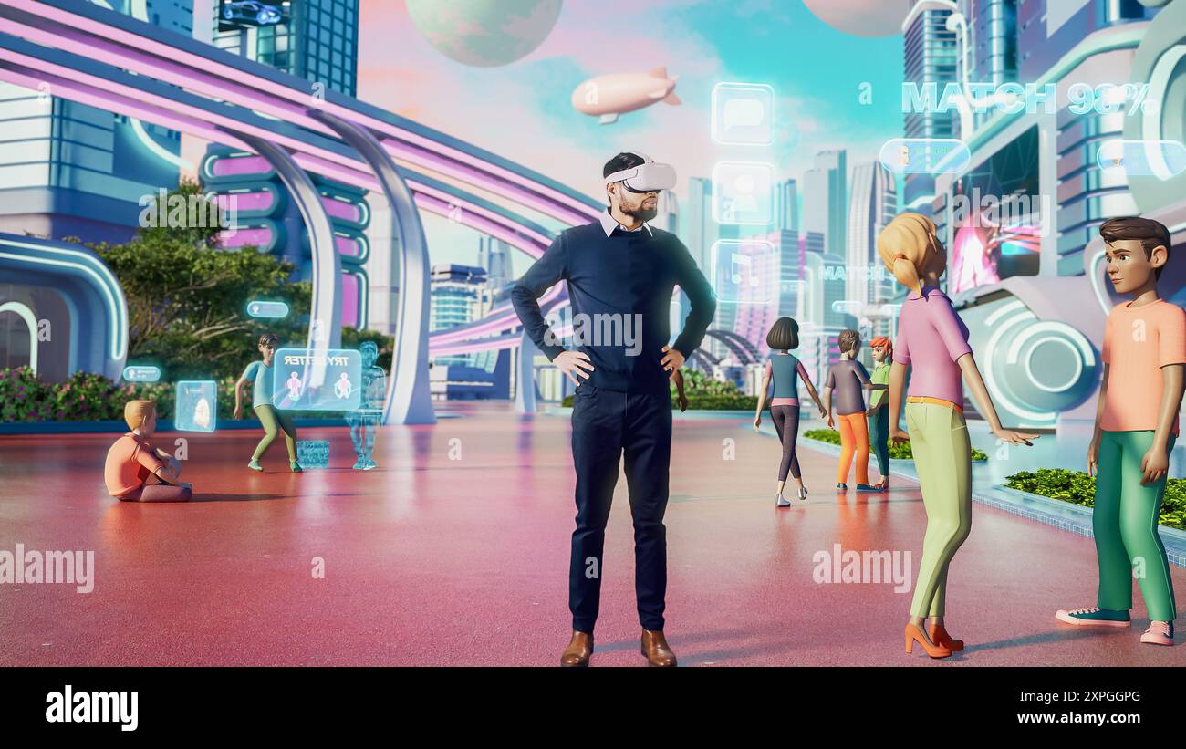 Portrait of a Handsome South Asian Man Wearing Virtual Reality Headset ...