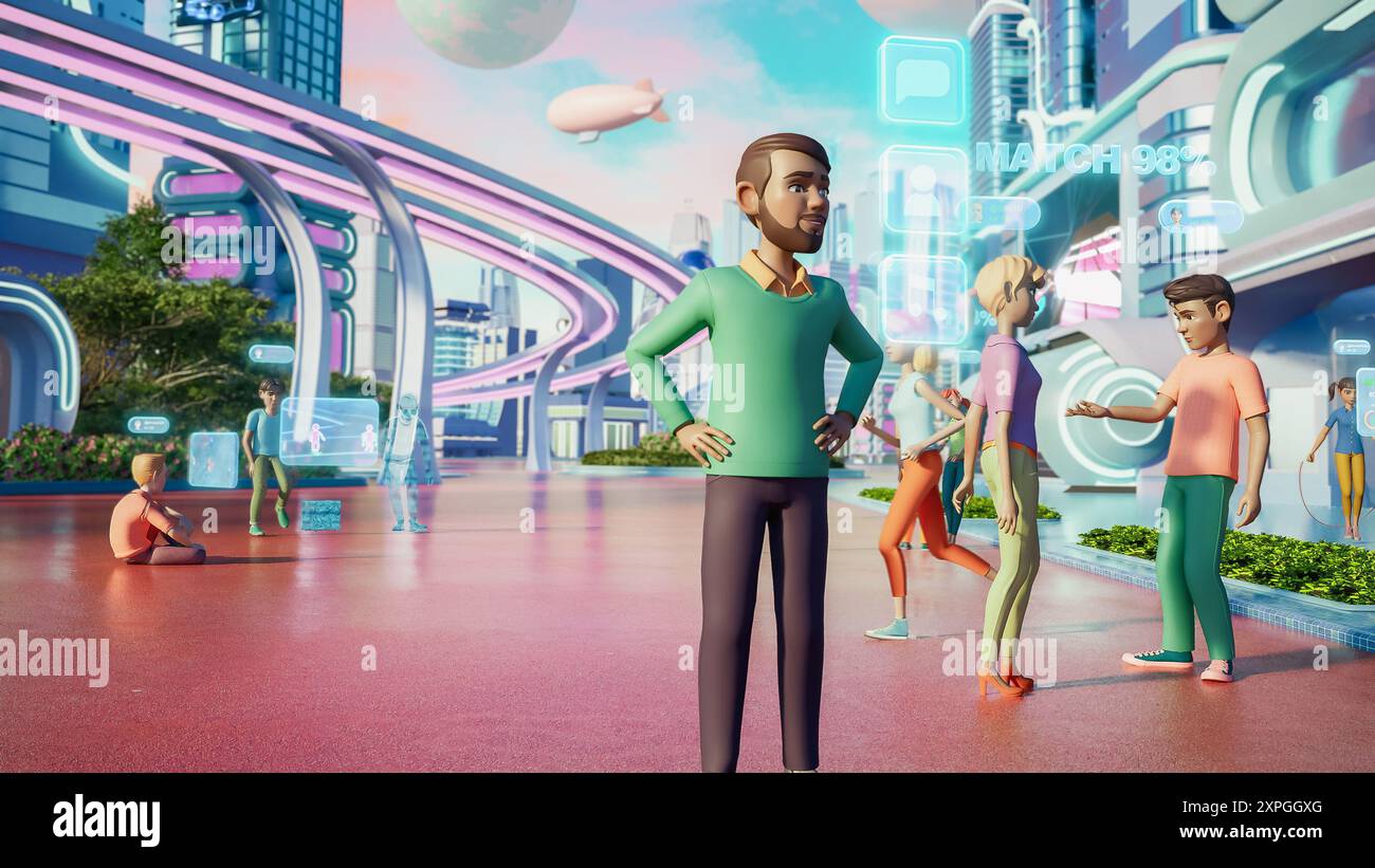 Digital Metaverse Avatar Of Indian Man Walking Inside Immersive 3D ...