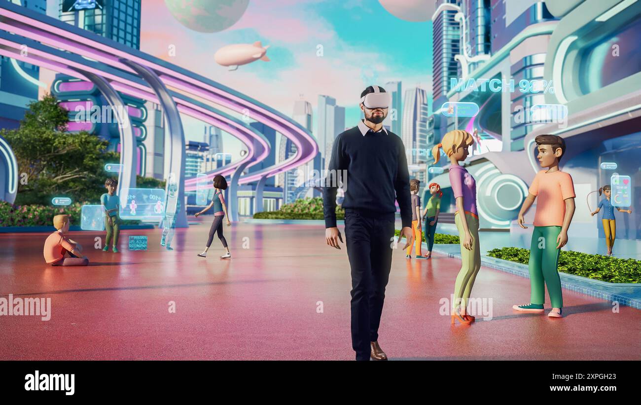 Portrait of Handsome South Asian Man Wearing Virtual Reality Headset in ...