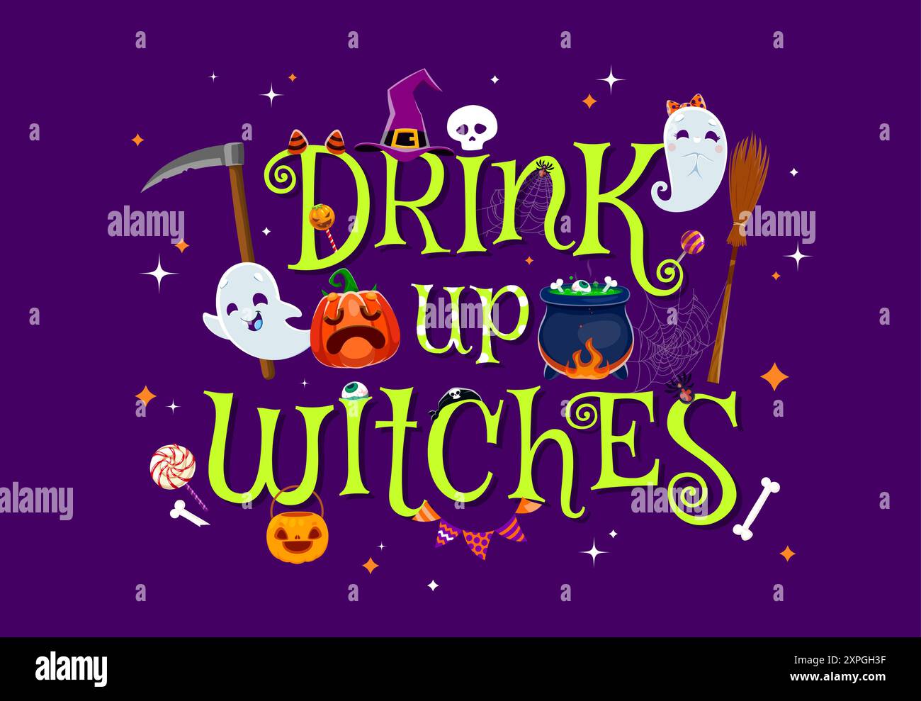 Halloween quote, Drink Up witches for holiday with funny kawaii ghosts ...