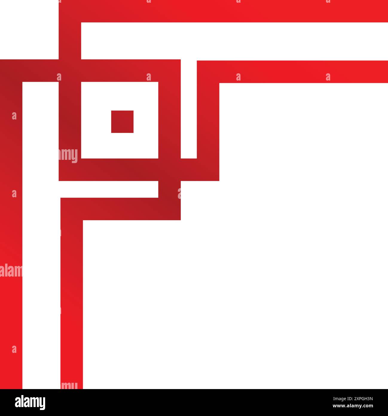 Red geometric shape forming an abstract right angle corner design ...