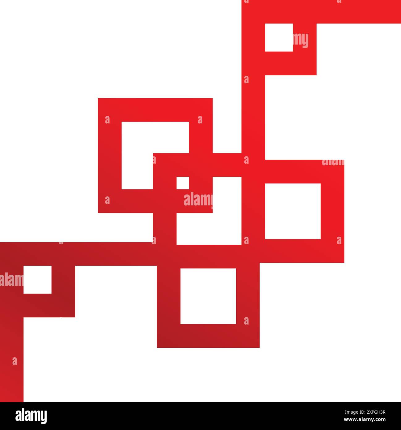 Abstract geometric shape made of red gradient overlapping squares on white background Stock ...