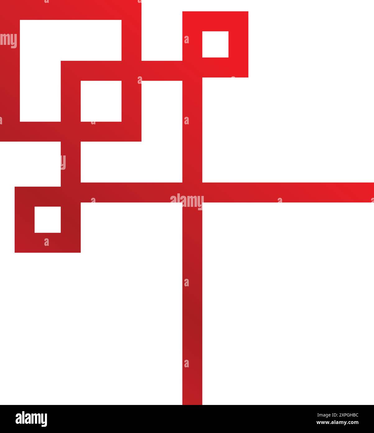 Red geometric shape creating an abstract design element is placed on a ...
