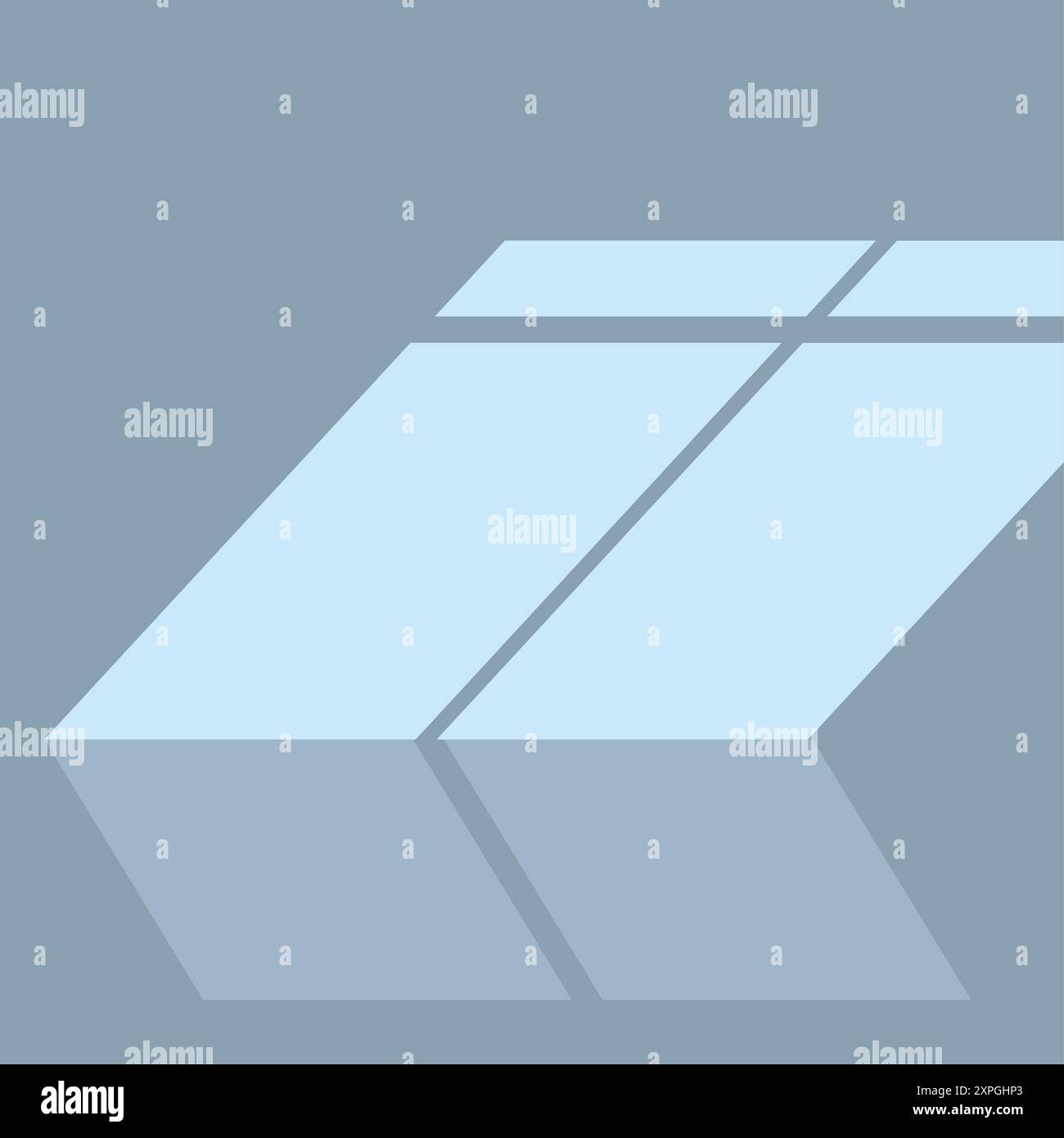 Simple minimalist geometric shape casting a shadow on a blue background ...