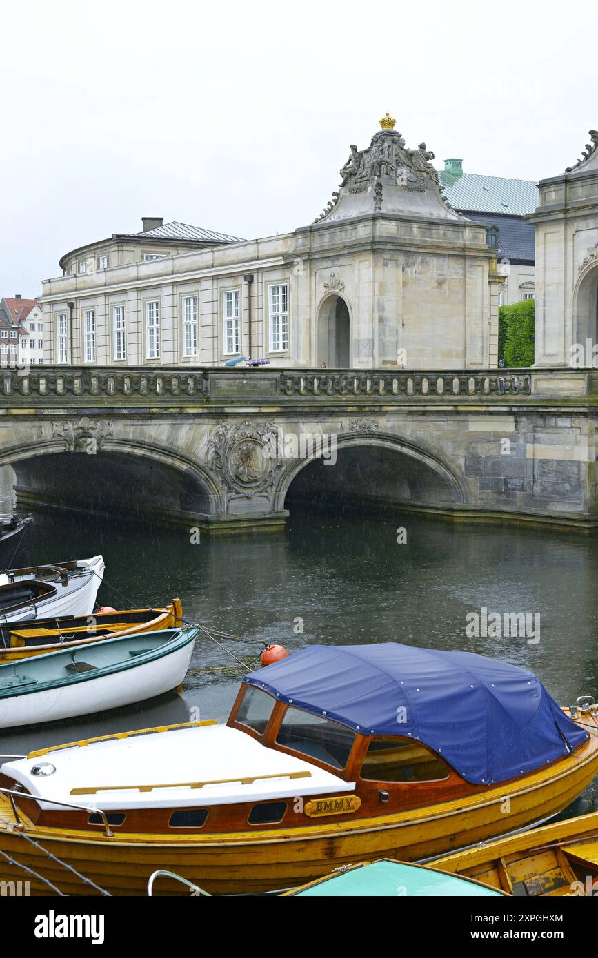 The marble bridge over the Christiansborg Palace canal in Copenhagen ...