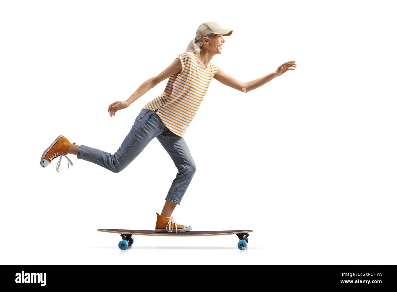 Woman riding on longboard hi-res stock photography and images - Alamy