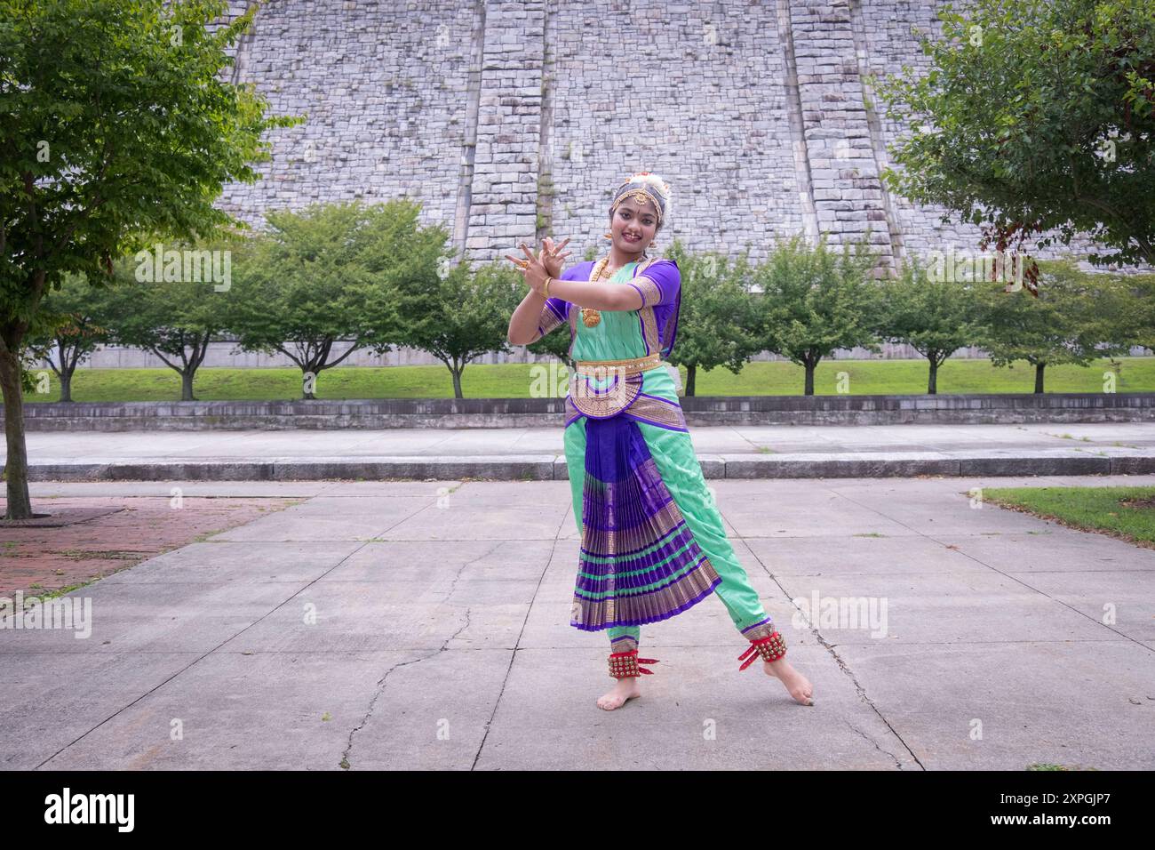 A dancer from the Natya Anubhava Dance Academy at Kensico Dam Plaza ...