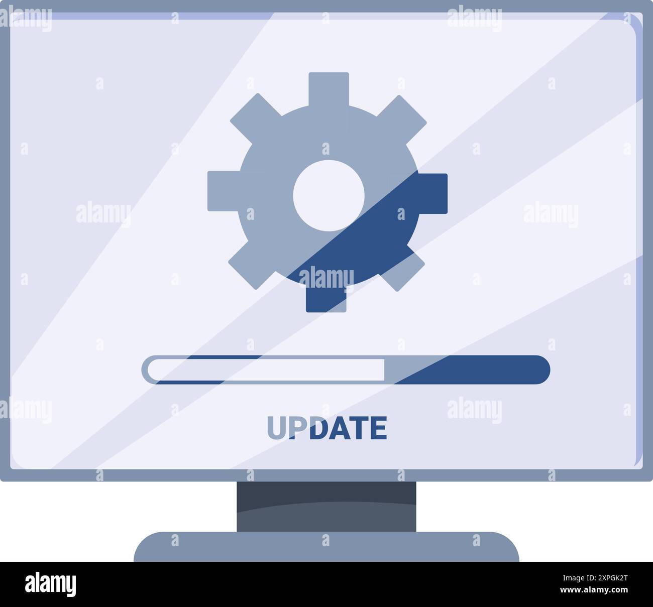 Computer screen showing a software update being installed with a ...
