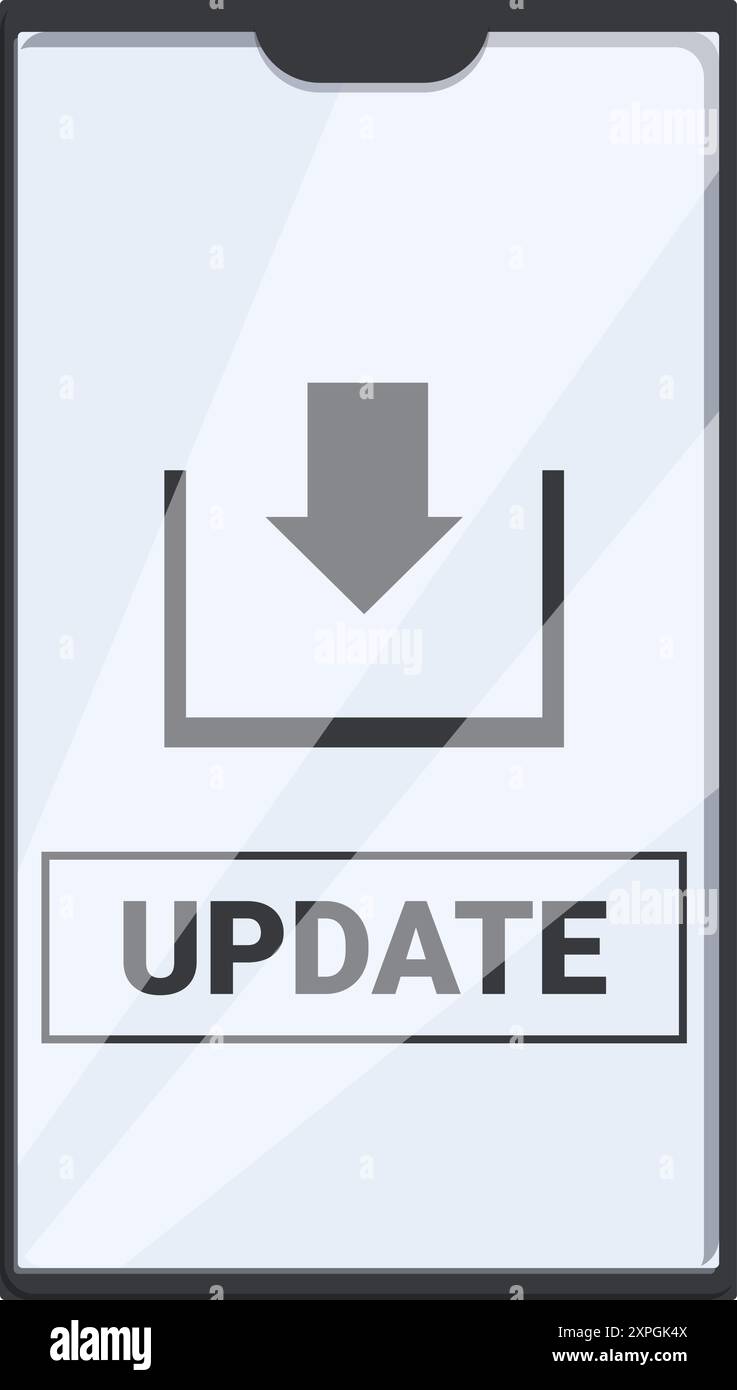 Smartphone is showing an update progress bar with a download symbol ...