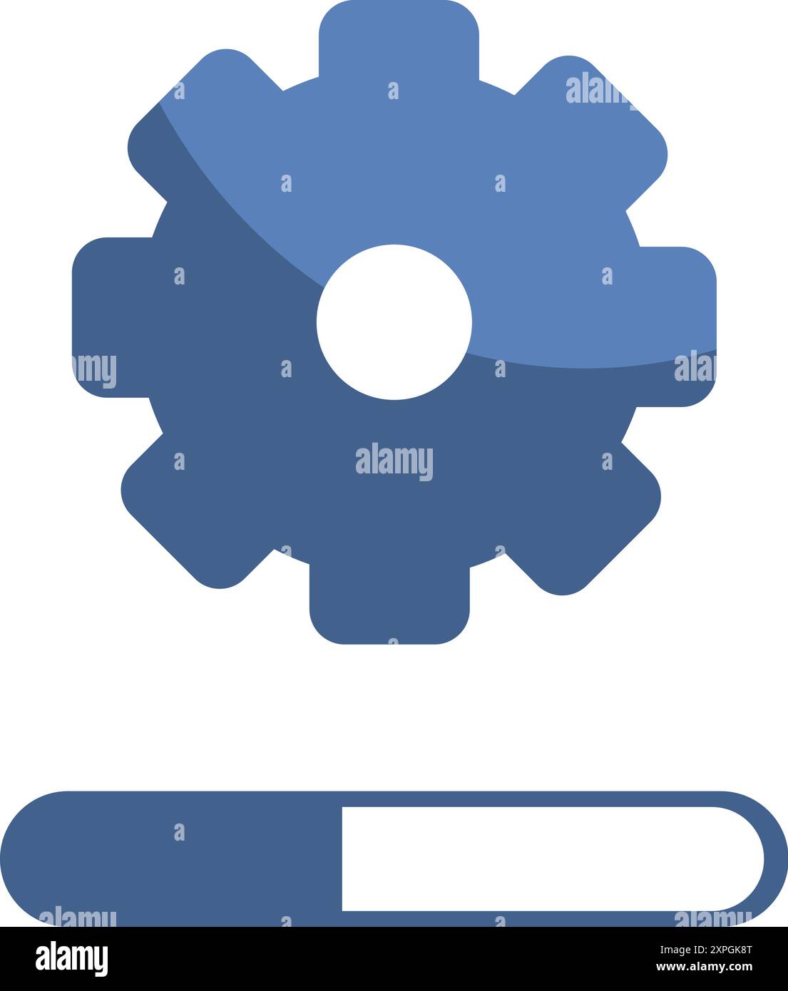 Blue gear icon with progress bar underneath, representing a software ...