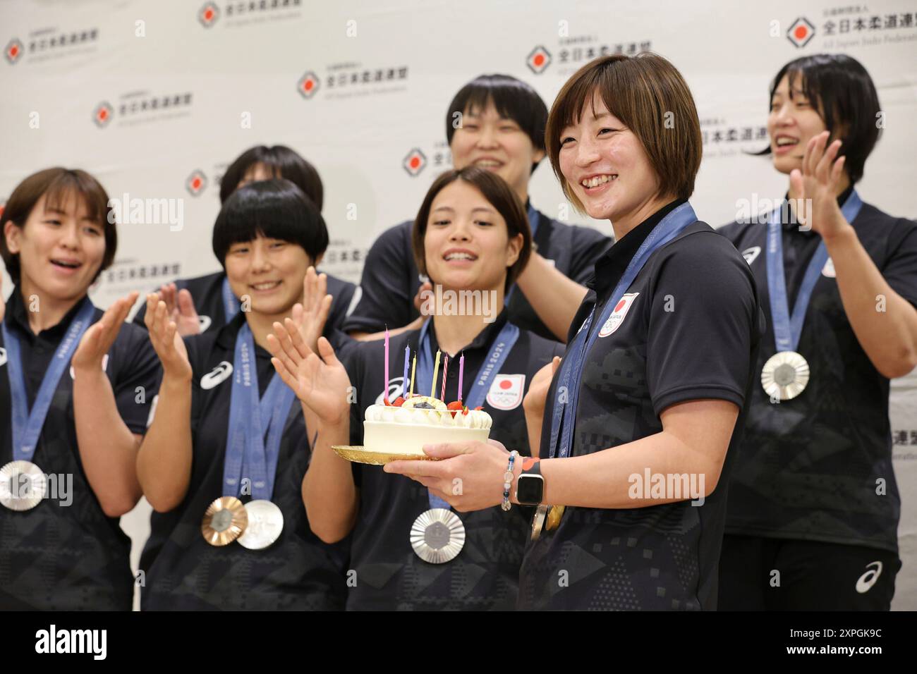 Natsumi Tsunoda of Japan attends a press conference after arriving at ...