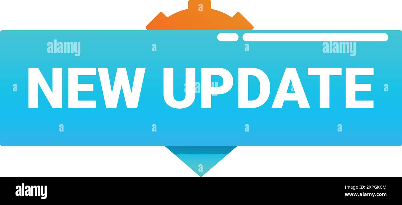 Blue button with orange gear showing a new update is available Stock ...