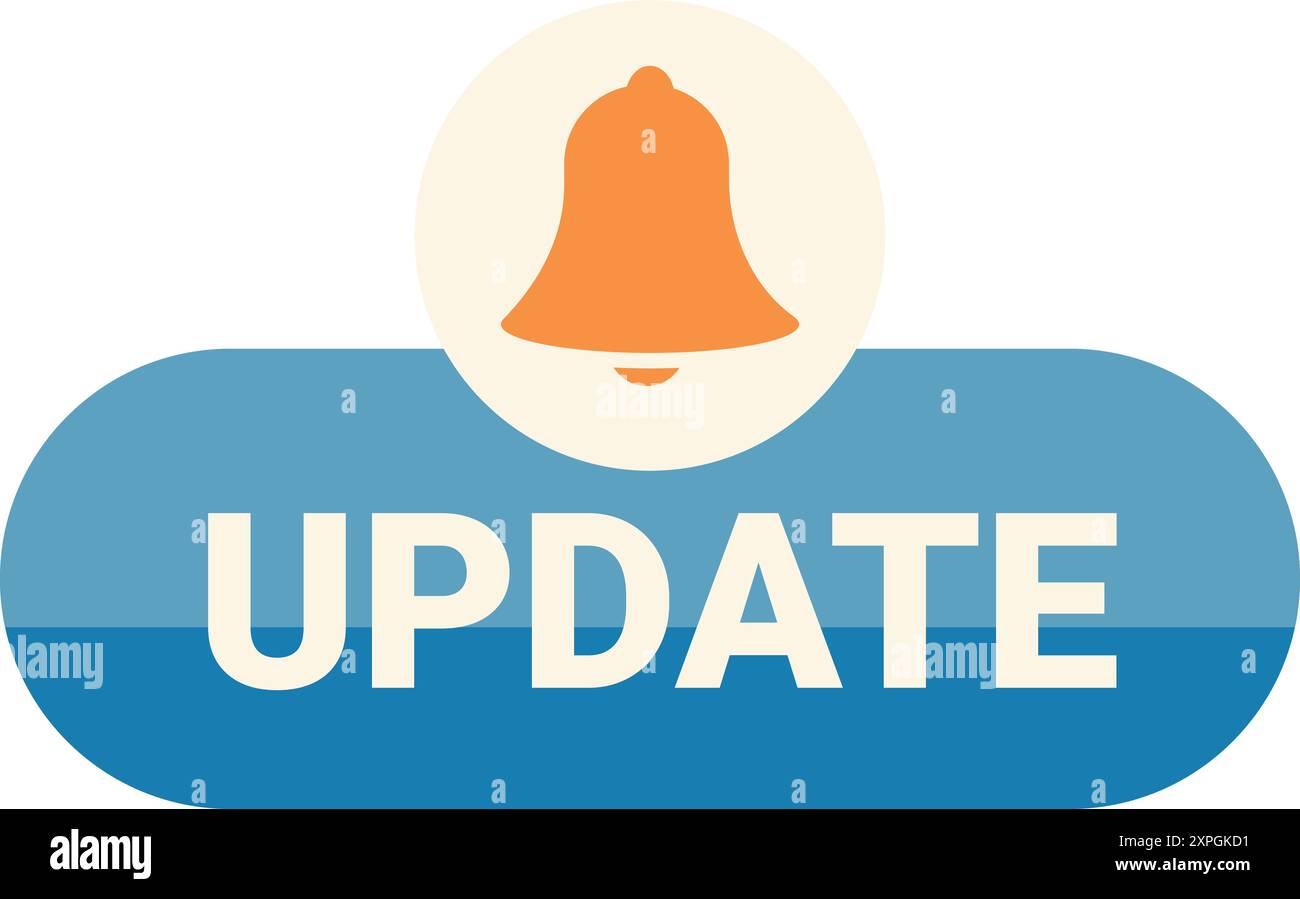 Blue update button with a bell is showing a new version being available ...